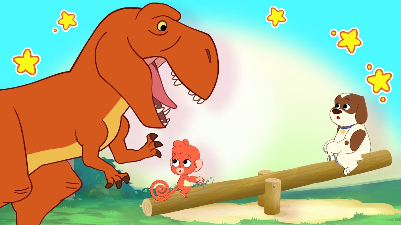 T-Rex on a seesaw | Club Baboo funny dinosaur videos for kids ...