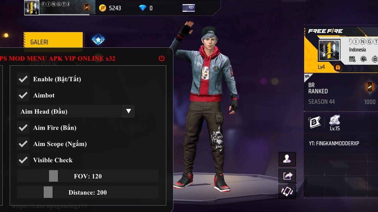 MOD MENU FF - AUTO HS - AIM FIRE - ESP LINE - ESP SKELETON - ALL SERVER ...