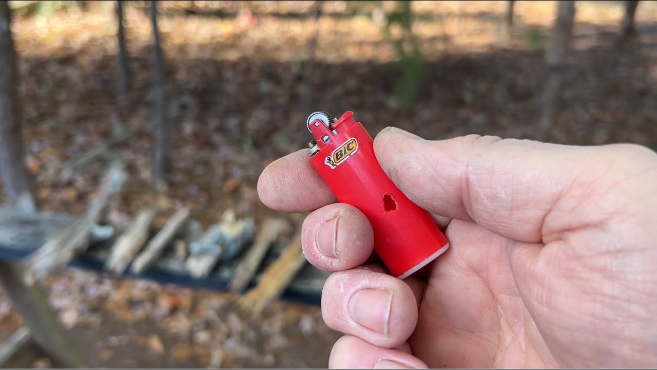 How To Make Empty BIC Survival Fire In The Wind - YouTube
