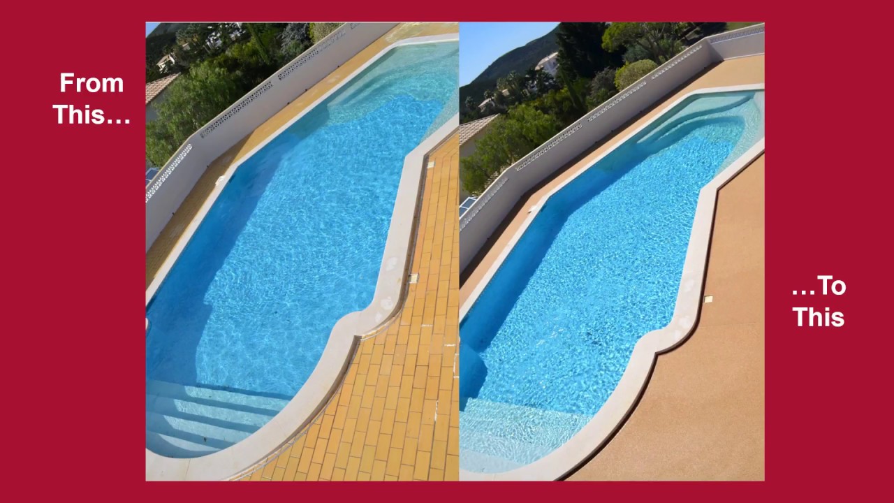Resin Bound Paving Swimming Pool Surround Installation - YouTube