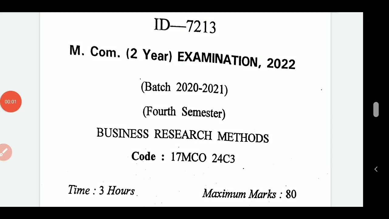 2022 Business Research Methods Question Paper Mcom Sem 4 Gurugram 2022-business-research-methods-question-paper-mcom-sem-4-gurugram