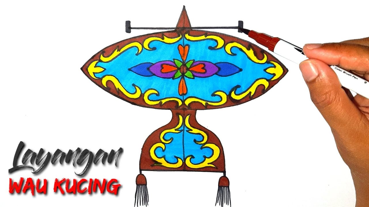 Cara membuat gambar Layangan Wau Kucing - YouTube