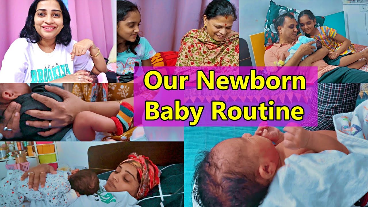 Our Newborn Baby Routine Vlog🤱24 hour Routine👼Message, Bath, Play, Burp ...