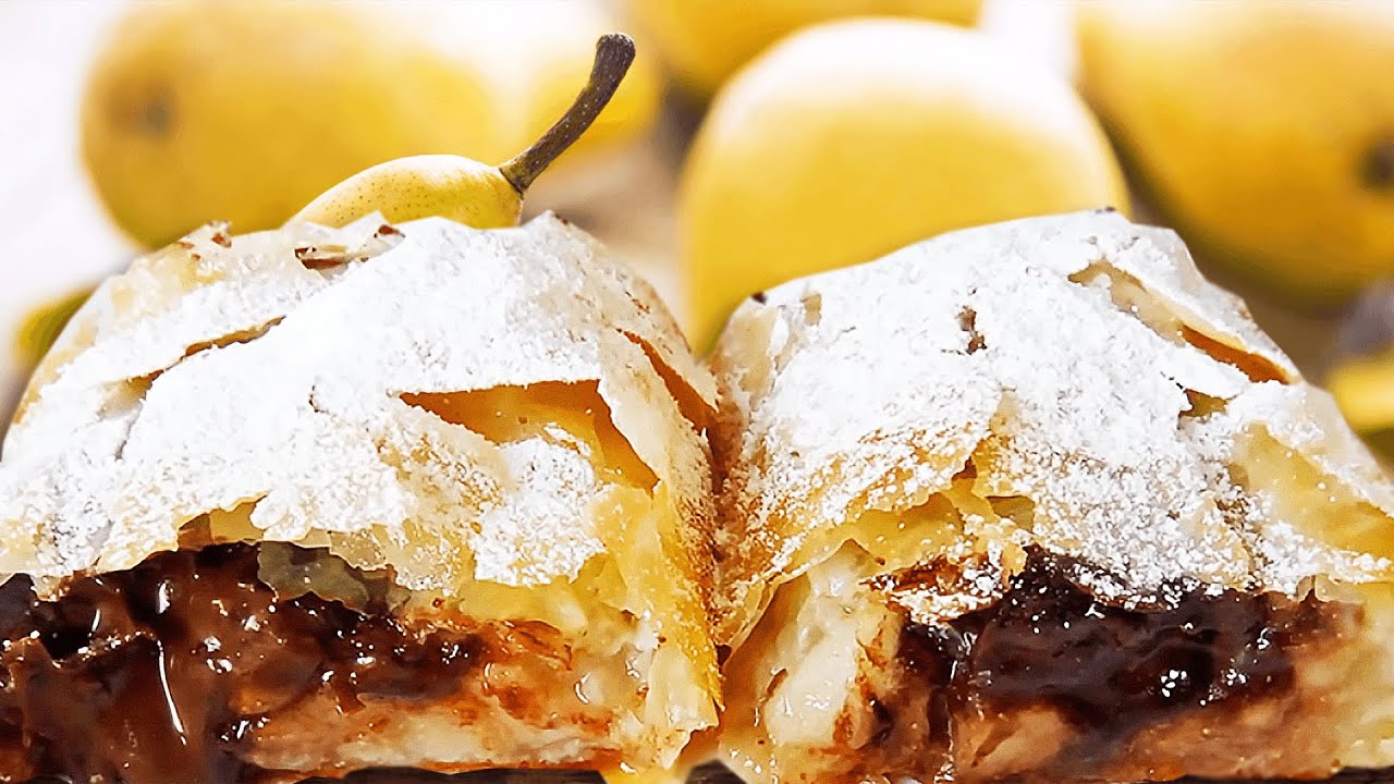 EASY Homemade Chocolate and Pear Strudel Recipe (HOW to Make Strudel ...