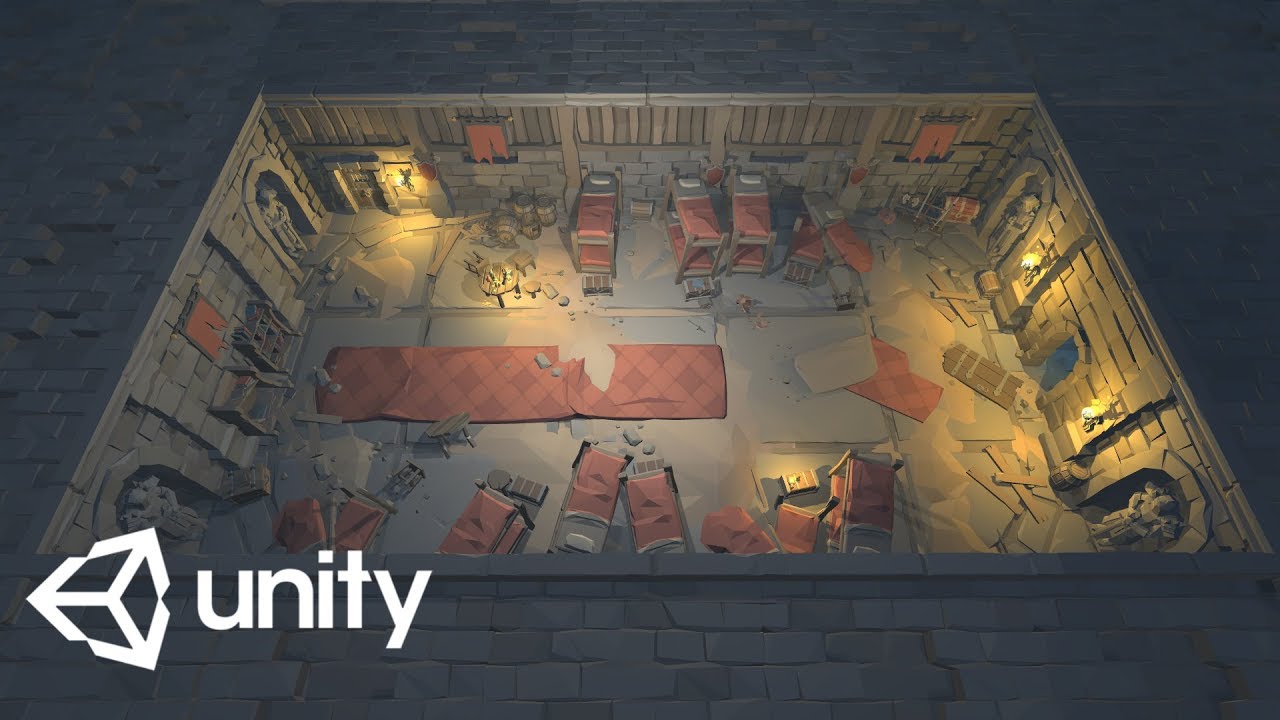 [Unity] Low poly level «Dungeon: barracks» 003 - YouTube