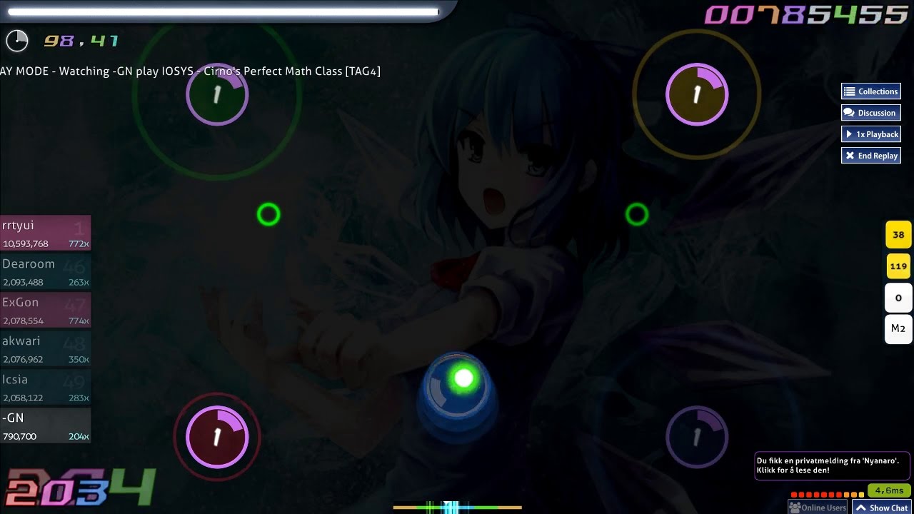 osu! - IOSYS - Cirno's Perfect Math Class [TAG4] +nomod FC, 96.59% and ...