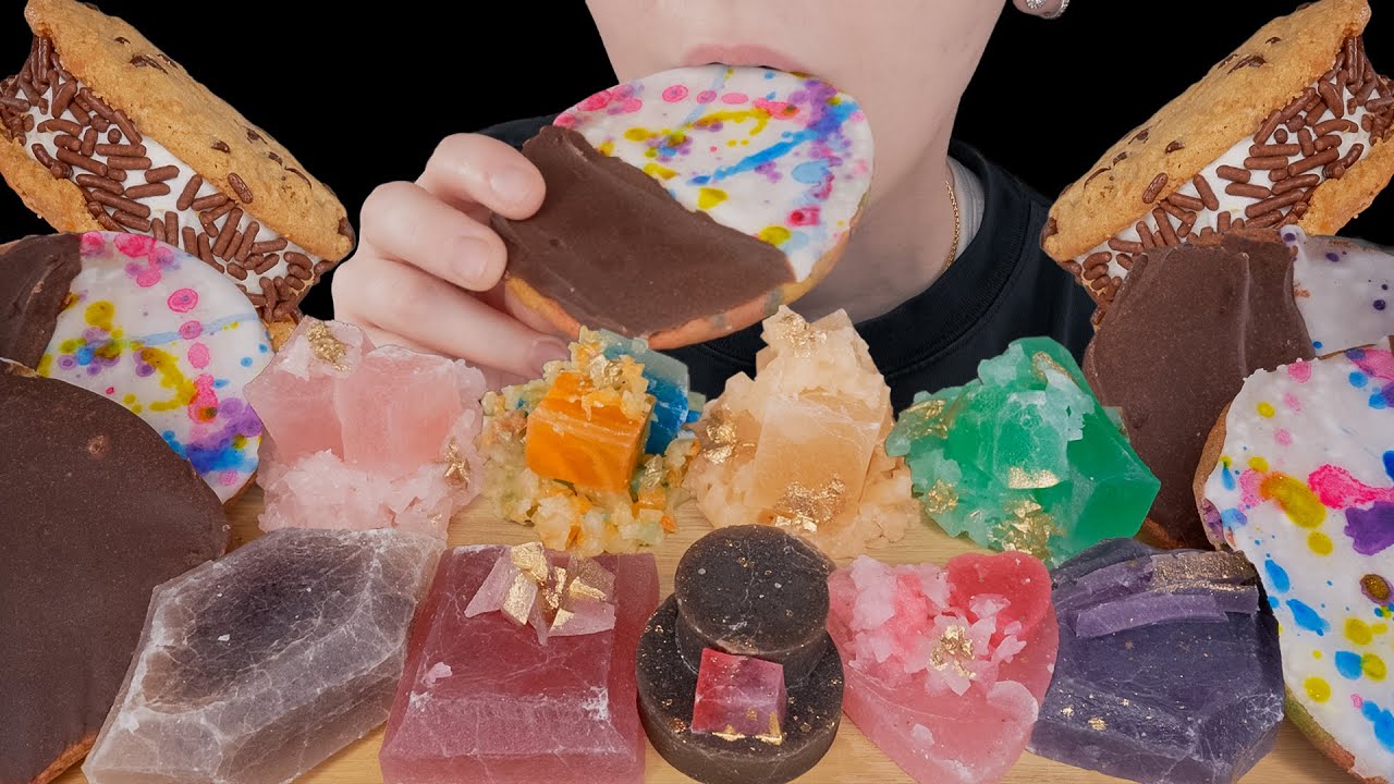 ASMR Edible Crystals [KOHAKUTO] Gummy Candy, Rainbow Black & White ...