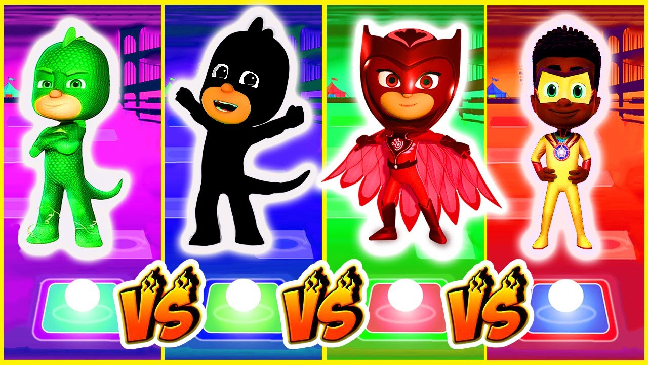 Pj Masks Gekko vs Gekko vs Owlett vs Newton Star🎶 Tiles Hop EDM Rush ...