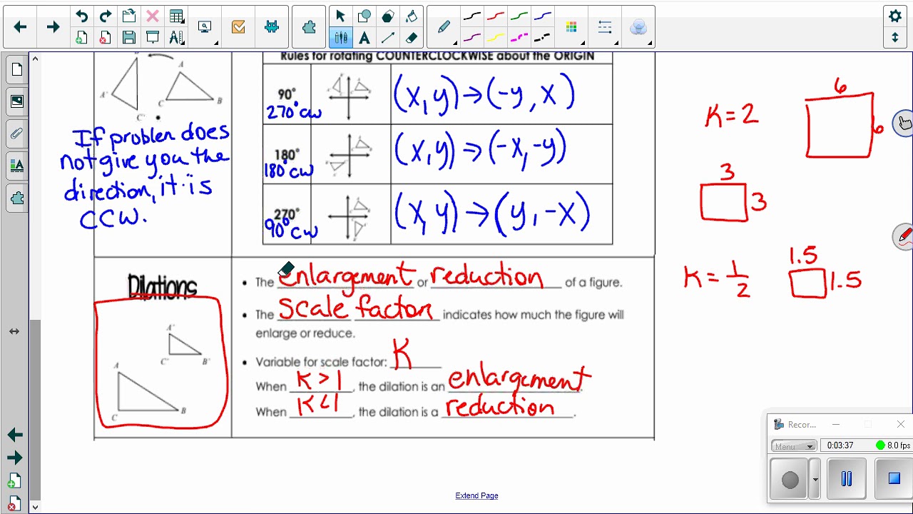 Transformations Notes Day 2, Dilations - YouTube