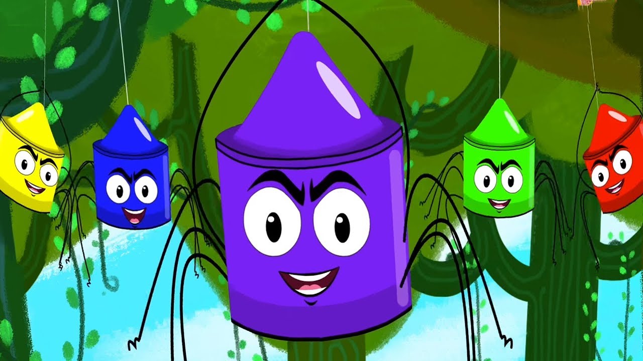 Five Scary Spiders Crayons Nursery Rhymes Kids Songs Baby Rhymes - YouTube