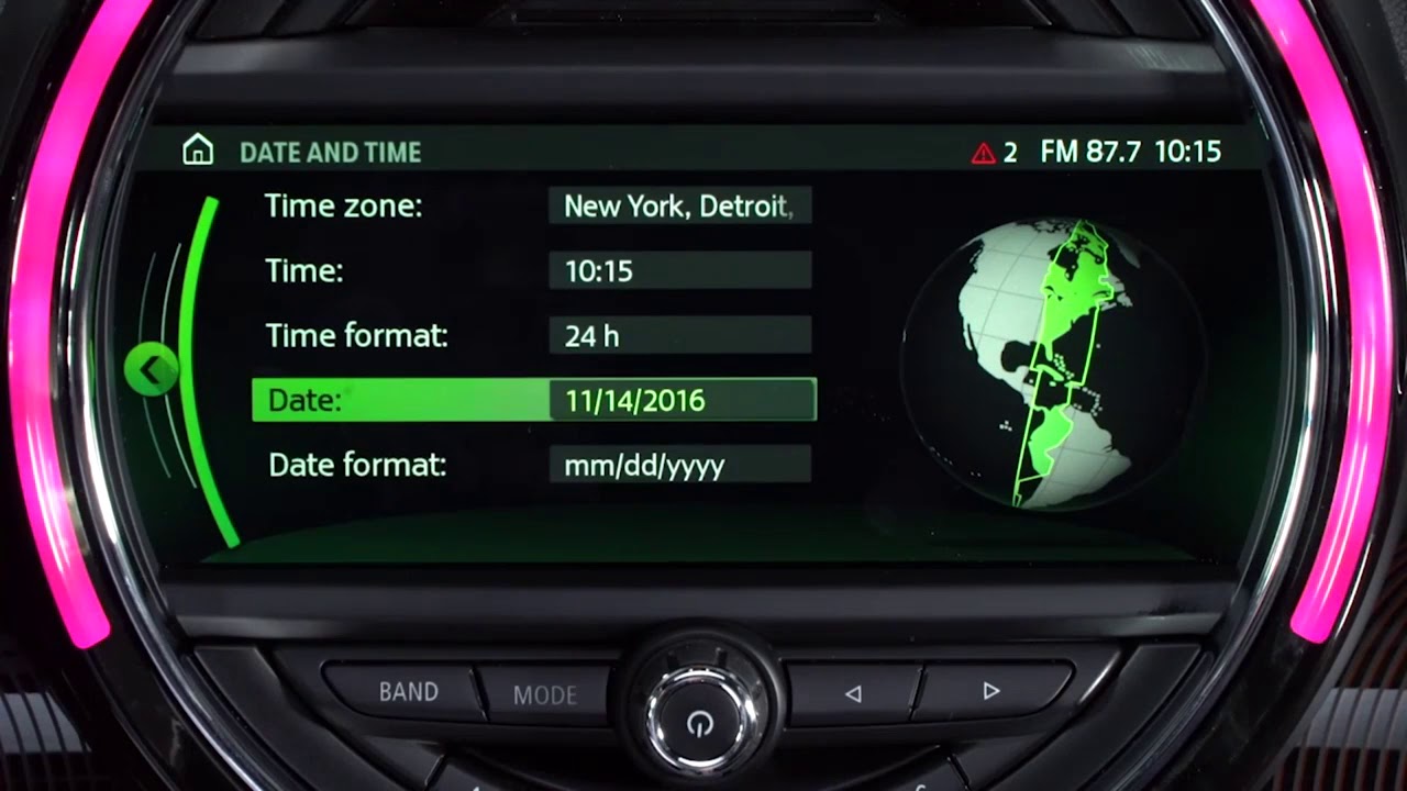 MINI USA MINI Connected With Touchscreen - Clock Settings - YouTube