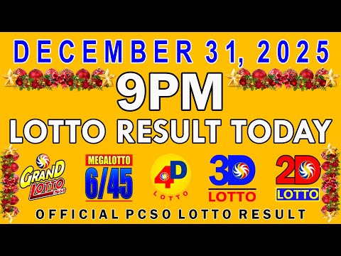 9pm Lotto Result Today PCSO December 31 2025