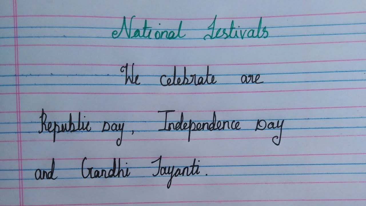 How to write national festival / handwriting in cursive letter. - YouTube