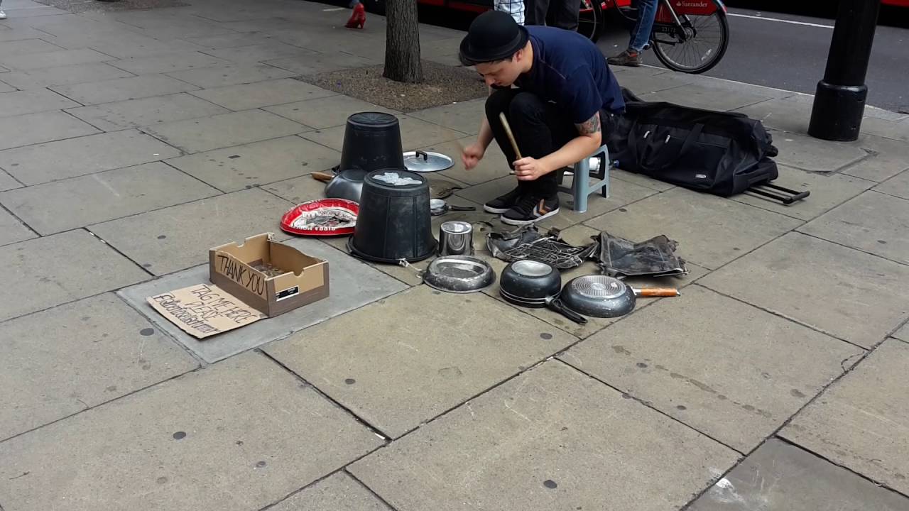 Best drum kit ever busking in london - YouTube