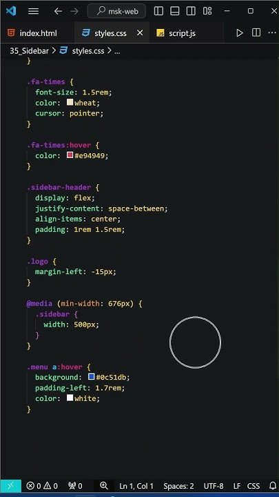 Sidebar | HTML, CSS, JavaScript | #mskwebproject-35 #mskinstitute - YouTube