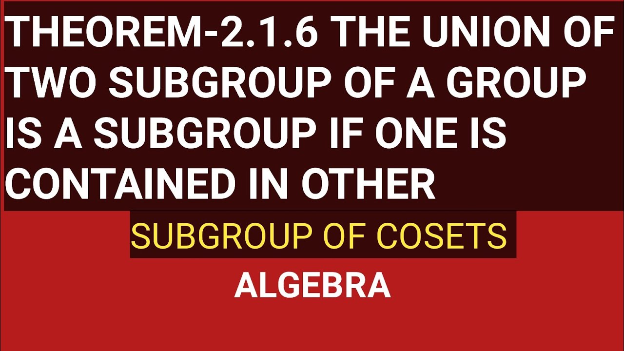 Group Theory | Subgroup of cosets Theorem - YouTube