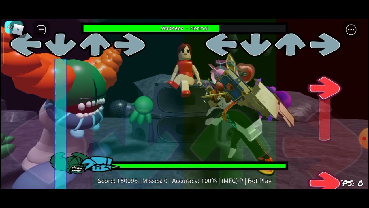 Bot play Fnf roblox Tricky full week - YouTube