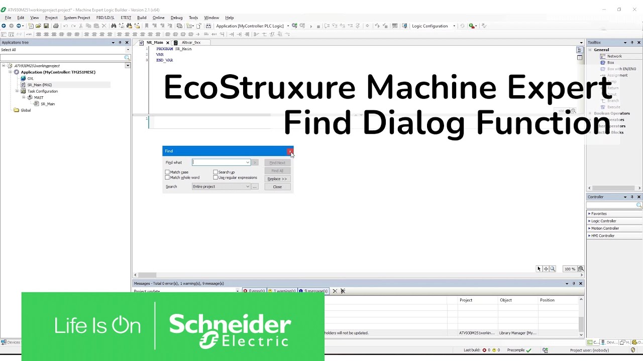 Find function in Machine Expert is not working when pressing CTRL F ...