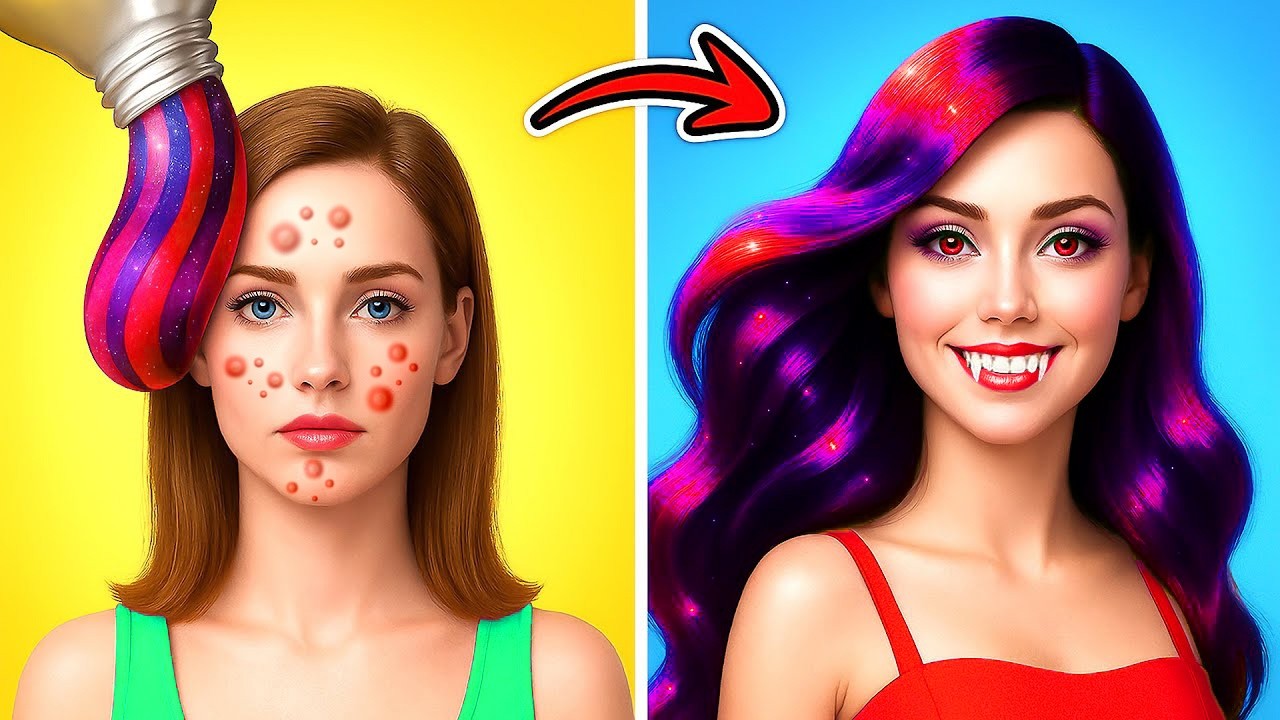 I Turned Into a Vampire Queen! 🦇 From Sweet to Dark & Glam Makeover ...