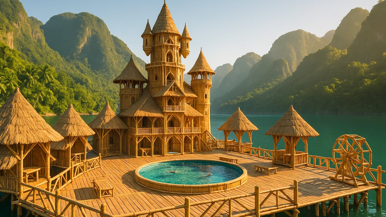 150 Days Bamboo Castle on the Lake:A Primitive Overwater Fortress Build ...