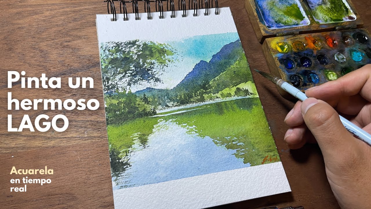 CÓMO PINTAR UN HERMOSO LAGO Y REFLEJOS EN AGUA CON ACUARELAS 🏞️🖌 I Edy ...