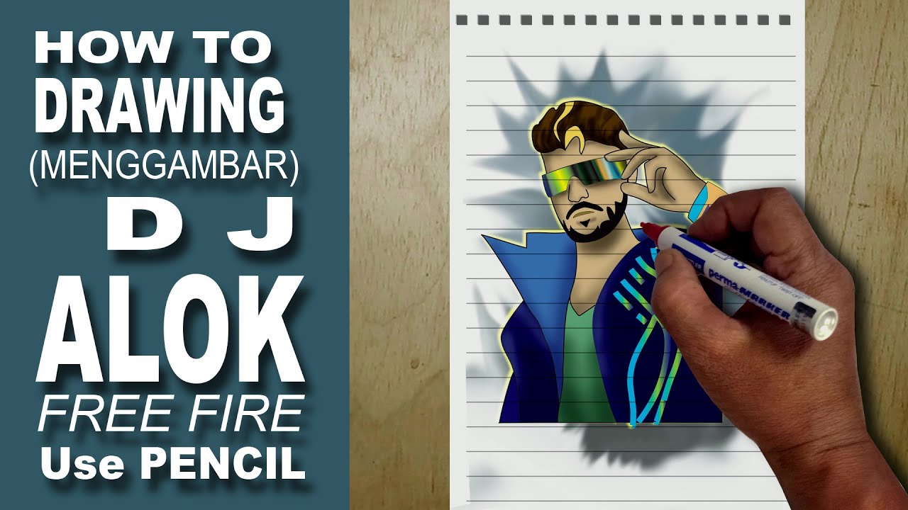 Drawing DJ Alok Free Fire - FF Game Easy - YouTube