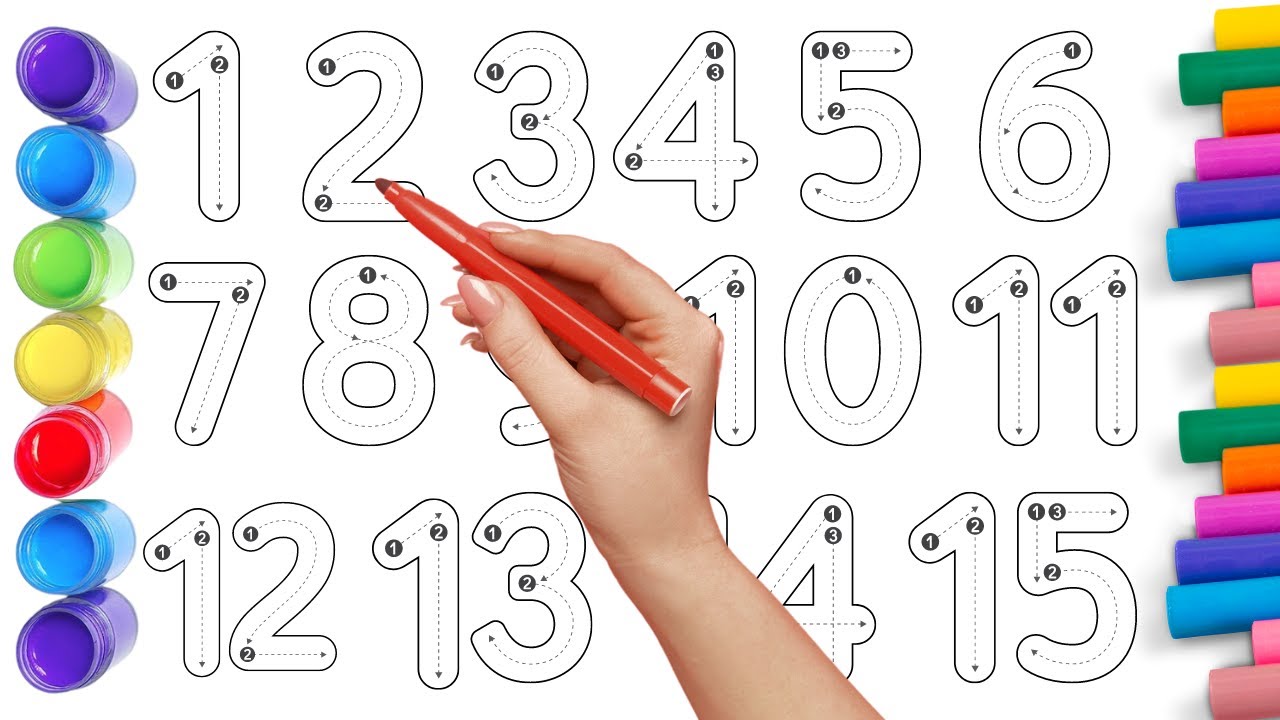 Learning Numbers: Let's Trace & Write 1234 | Educational Video for ...