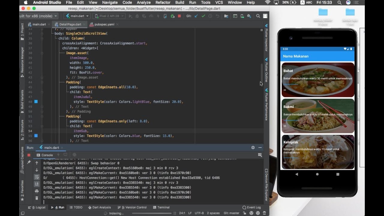 tampila aplikasi resep makanan menggunakan flutter - YouTube