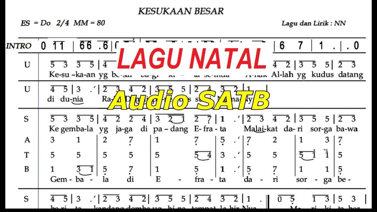 LAGU NATAL || KESUKAAN BESAR || AUDIO SATB || BACA NOT ANGKA BERJALAN ...