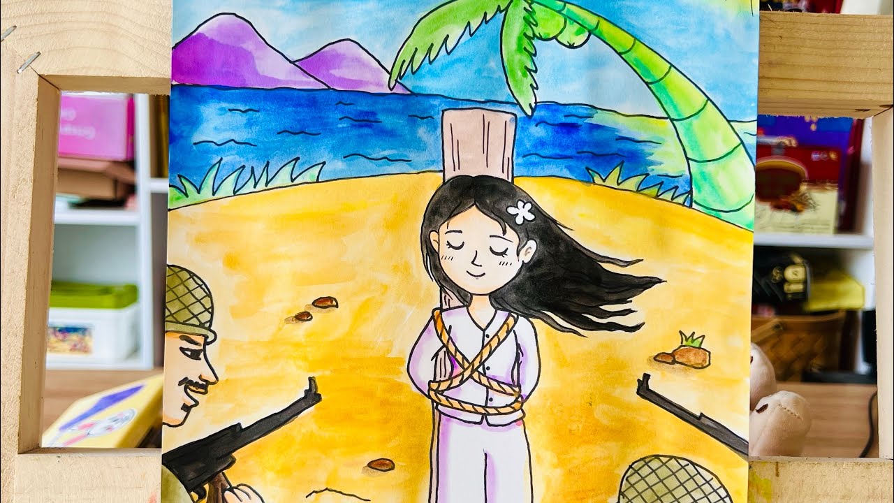 Hướng dẫn bé vẽ tranh Nữ Anh Hùng Võ Thị Sáu | Trang Babie Artist - YouTube