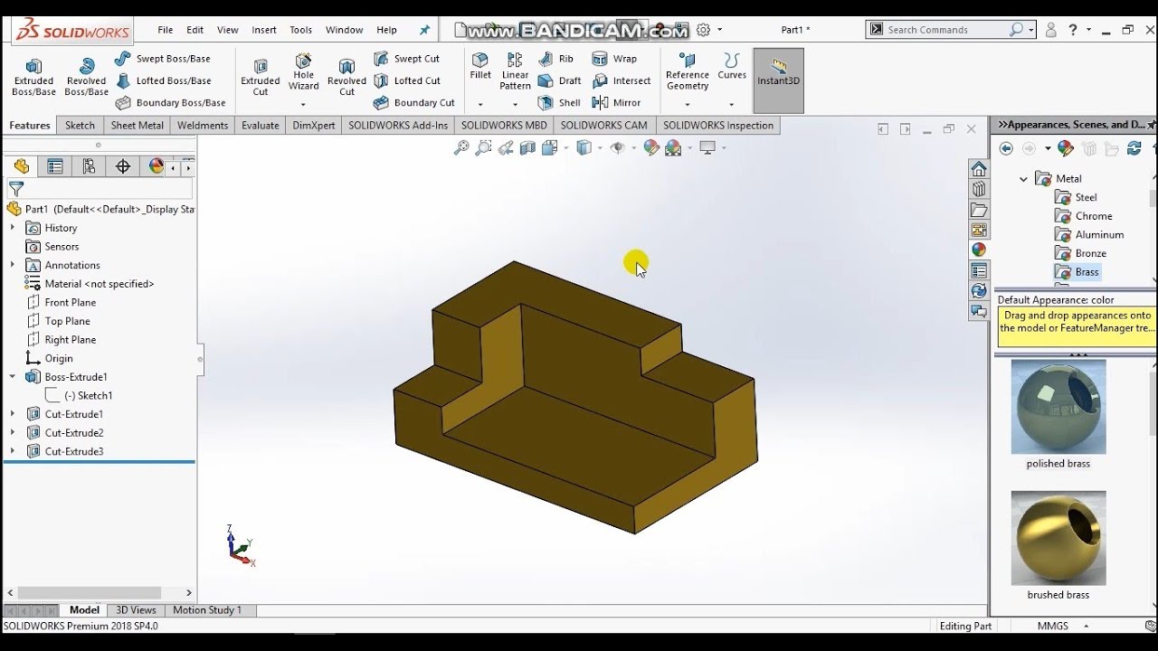 Latihan Extrude dan Extrude Cut SolidWorks - YouTube