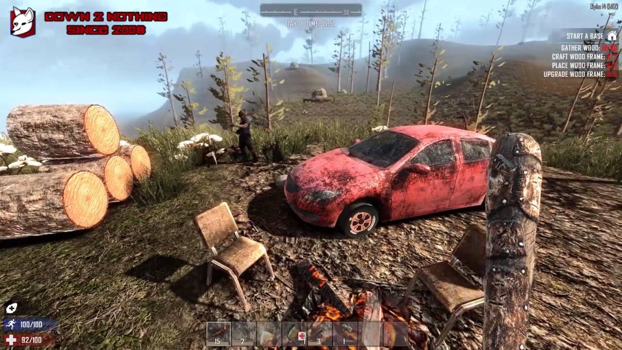 7 Days to Die Alpha 14: Day 1 Campsite Raid - YouTube