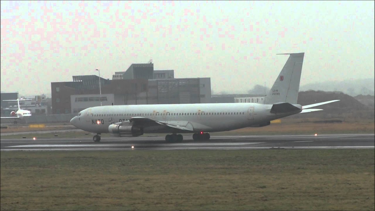 Low pass and landing NATO B707 at MST Airport - YouTube
