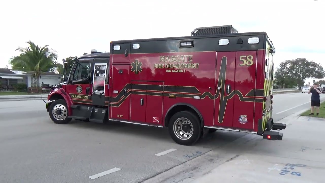 Margate Fire Rescue Rescue 58 Responding with Lights and Sirens from ...