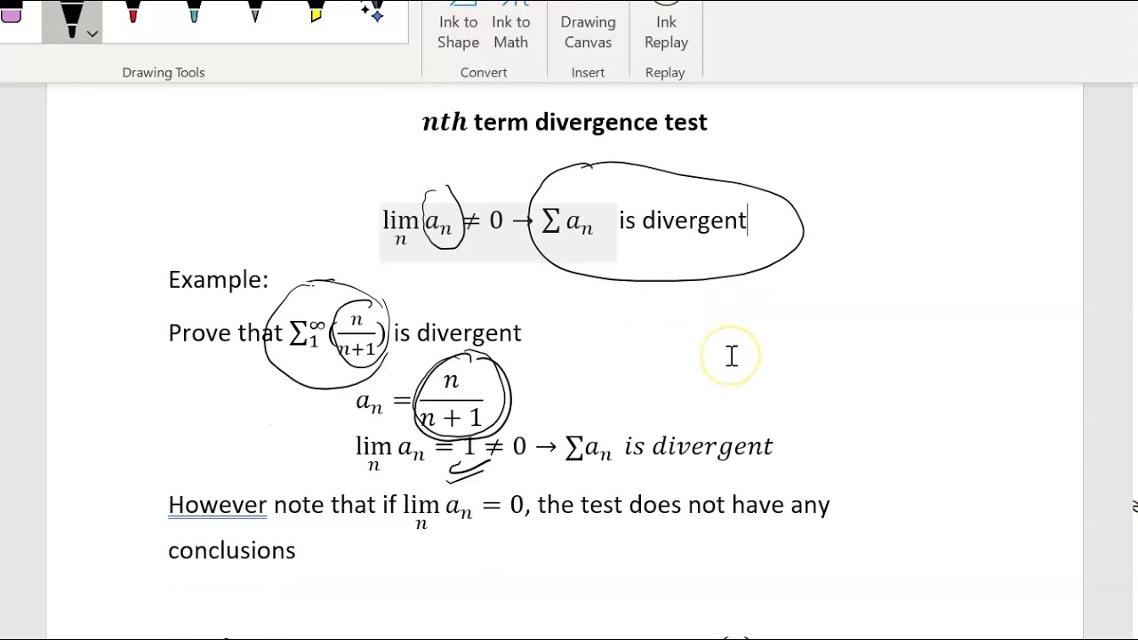 11 2 nth term divergence test - YouTube