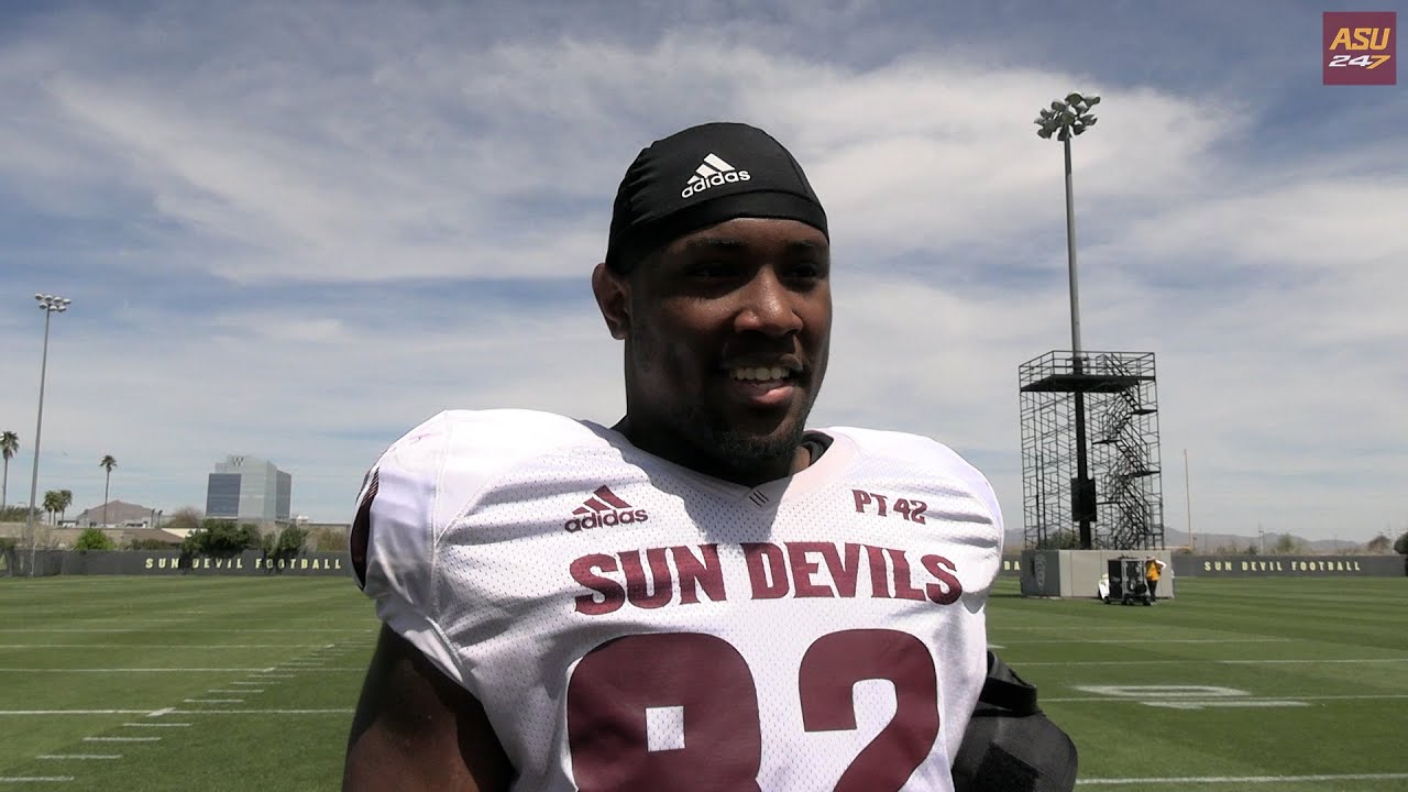 ASU LB Travion Brown following Thursday spring practice (04/06/2023 ...