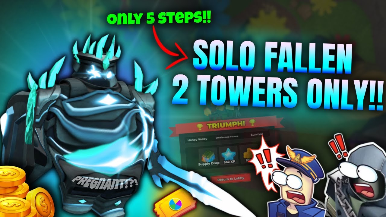 HOW TO SOLO FALLEN WITH 2 TOWERS ONLY! TDS (Easiest Strategy) (Roblox ...