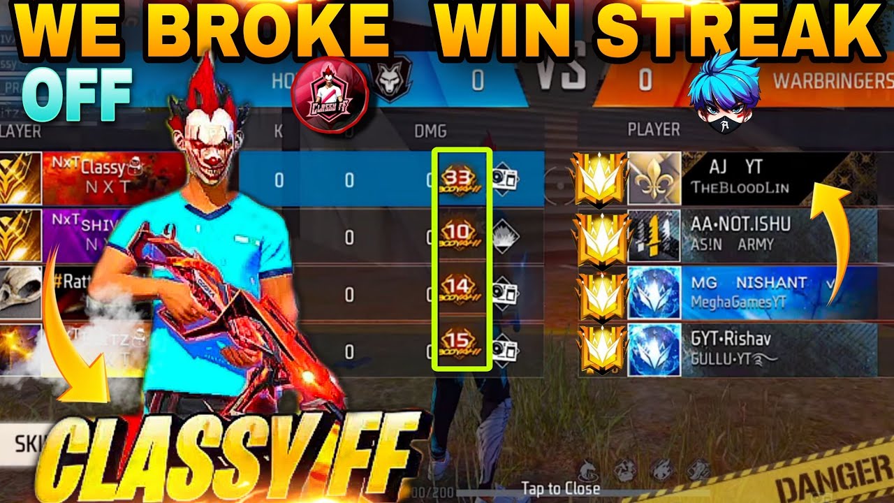 @classyfreefire WE BROKE THE WINING STREAK😡OF CLASSY FF🤯para" SAMSUNG ...