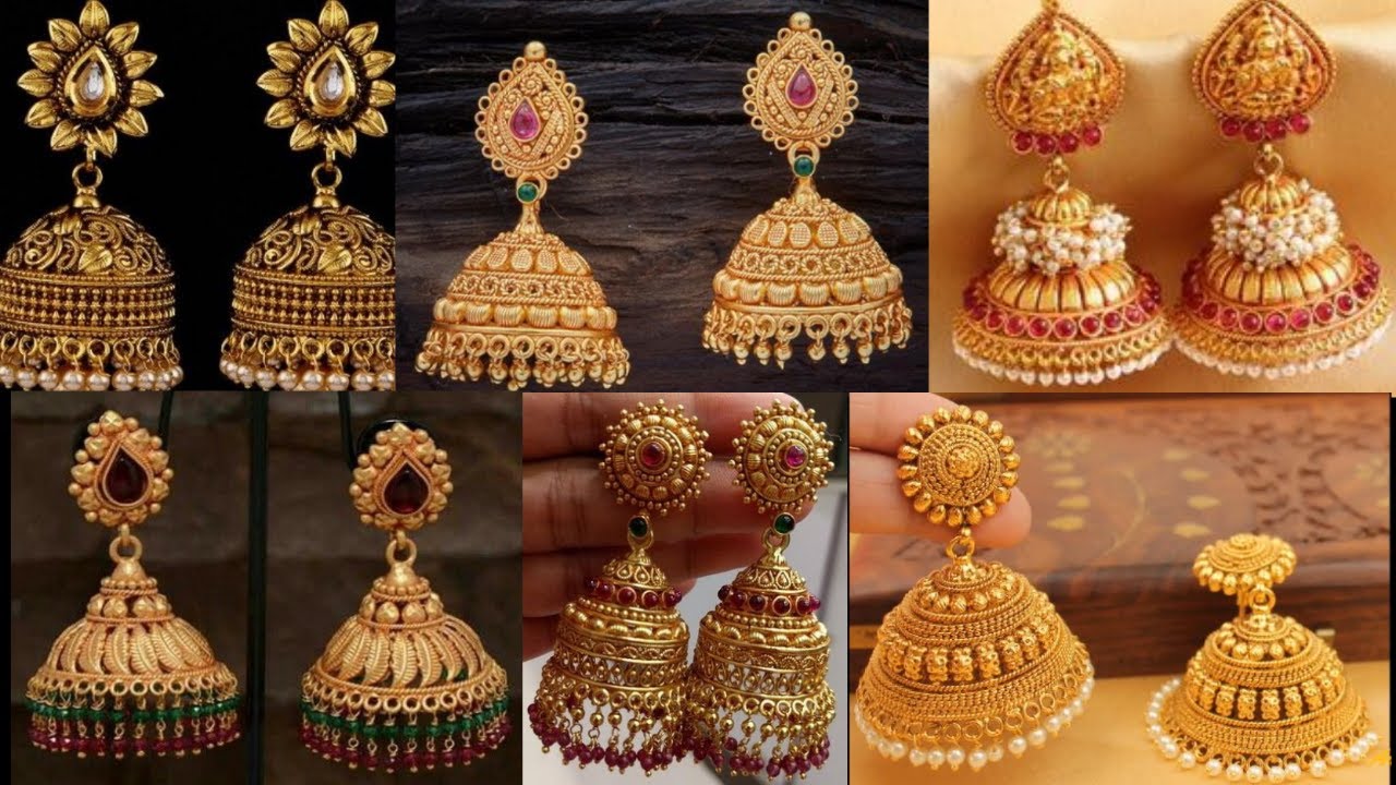 Beautiful Gold Earrings pinjada / jhumka Design with Weight - YouTube