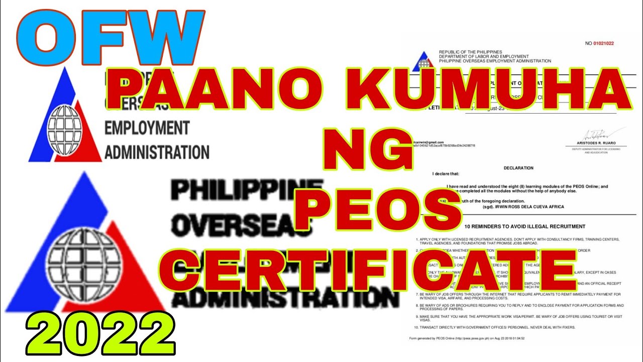 Paano kumuha ng PEOS Certificate ( Pre-Employment Orientation Seminar ...