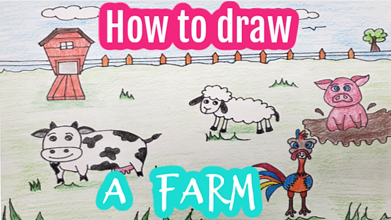 How to draw a Farm | Farm Week - YouTube
