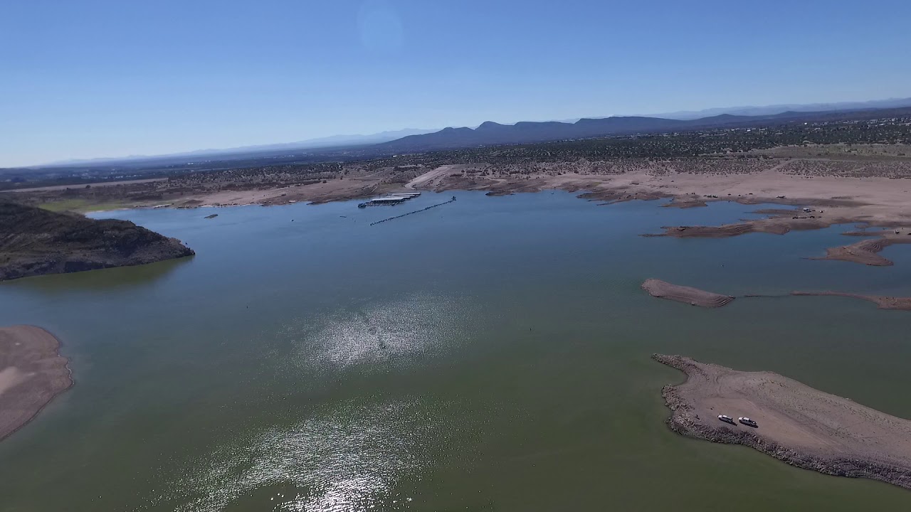 Elephant Butte lake at 3.0% capacity filmed from above with drone [Lake ...