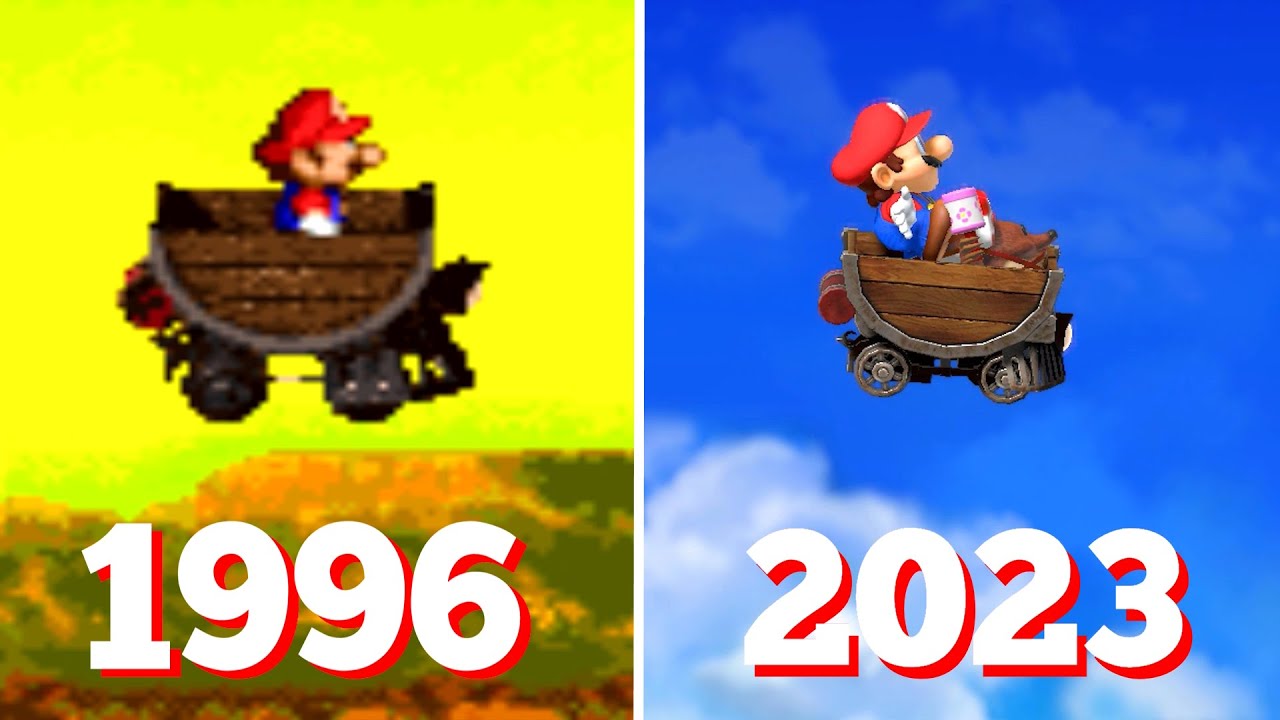 Super Mario RPG Remake Mine Cart Escape Graphics Comparison 1996 vs ...