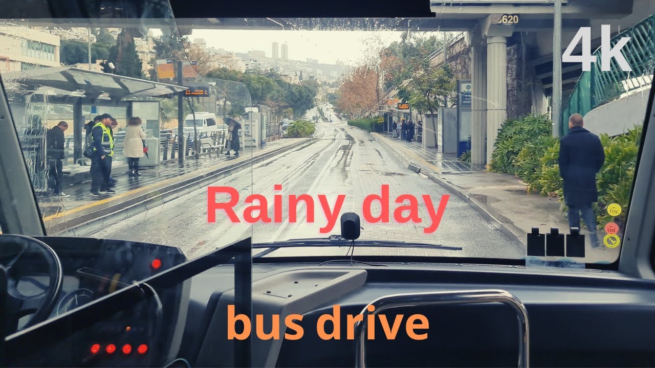 Rainy day bus drive |4k| Israel - YouTube