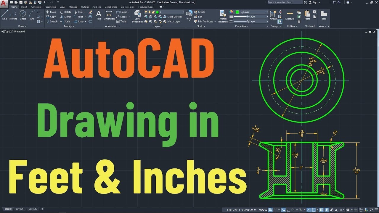 AUTOCAD EM MEDIDAS IMPERIAIS - Pés e Polegadas - YouTube