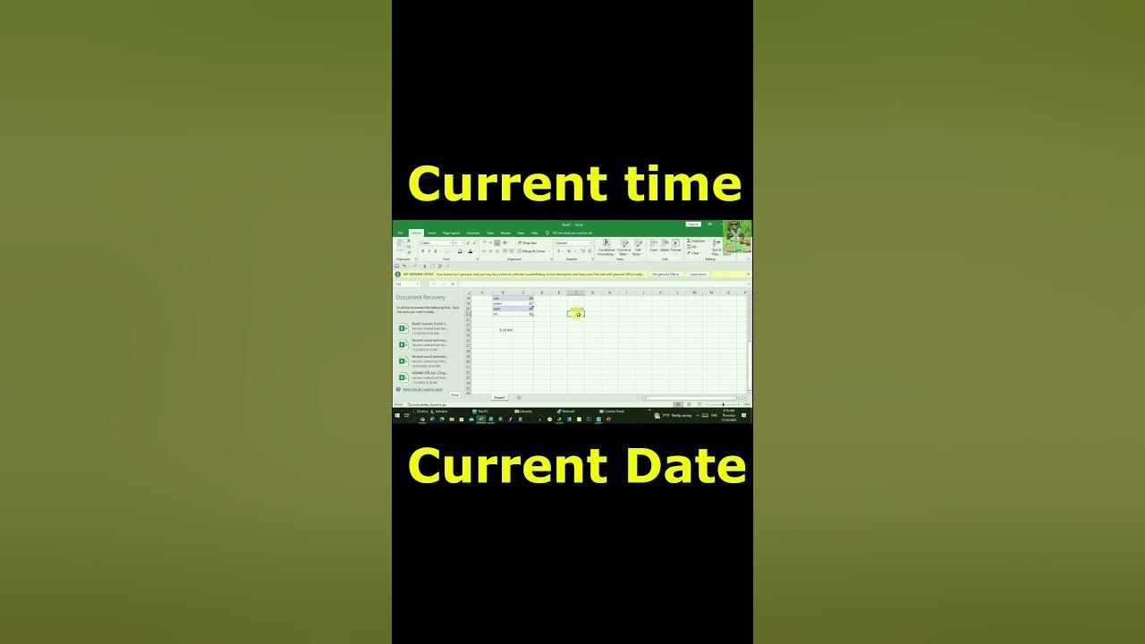 #Shorts Quickly Enter Current Date and Time in Excel - YouTube