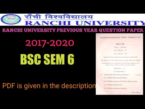 BSC MATHEMATICS SEMESTER 6 PREVIOUS YEAR QUESTION PAPER 2017-2020/ PDF ...