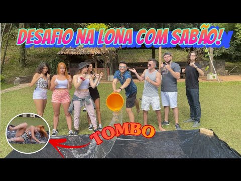 DESAFIO NA LONA COM SABÃO - ESCORREGA E BEBE (MENINOS X MENINAS)