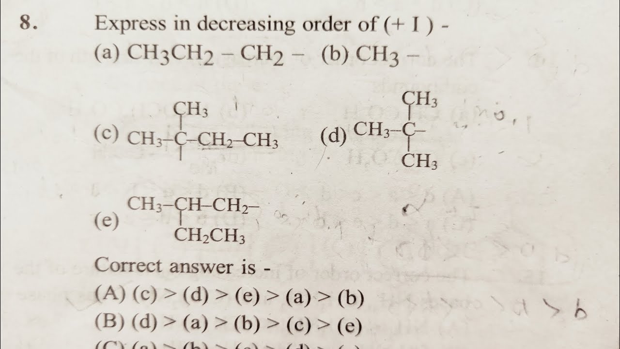 Inductive effect (GOC) questions for JEE and NEET #jee #jeemains #neet ...