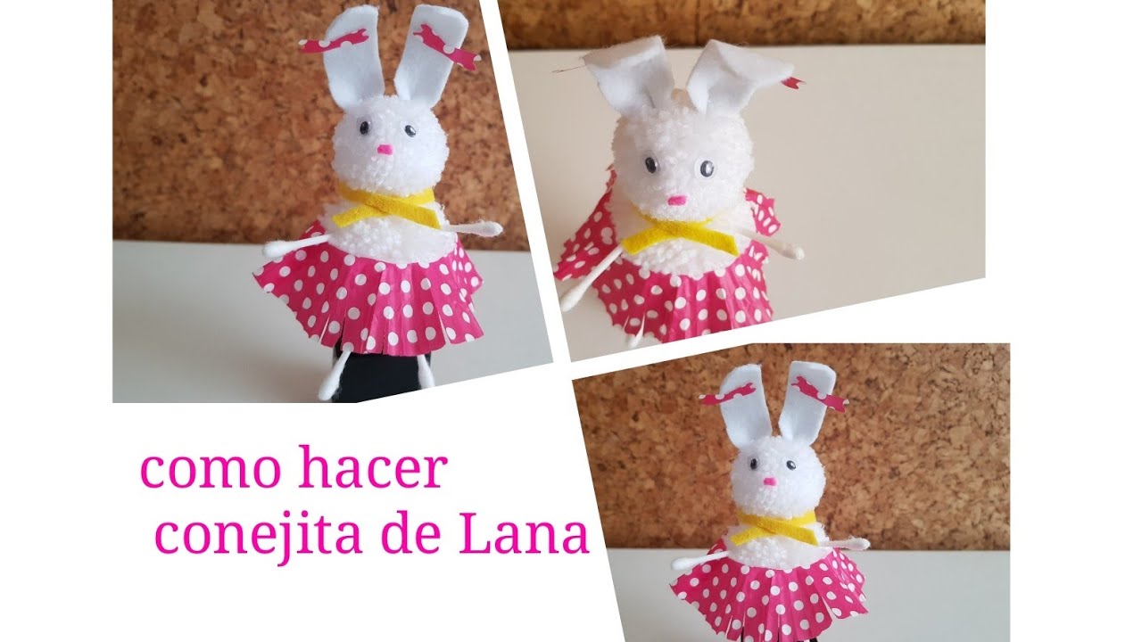 como hacer un pompon de lana| conejo | pompones de animales - YouTube